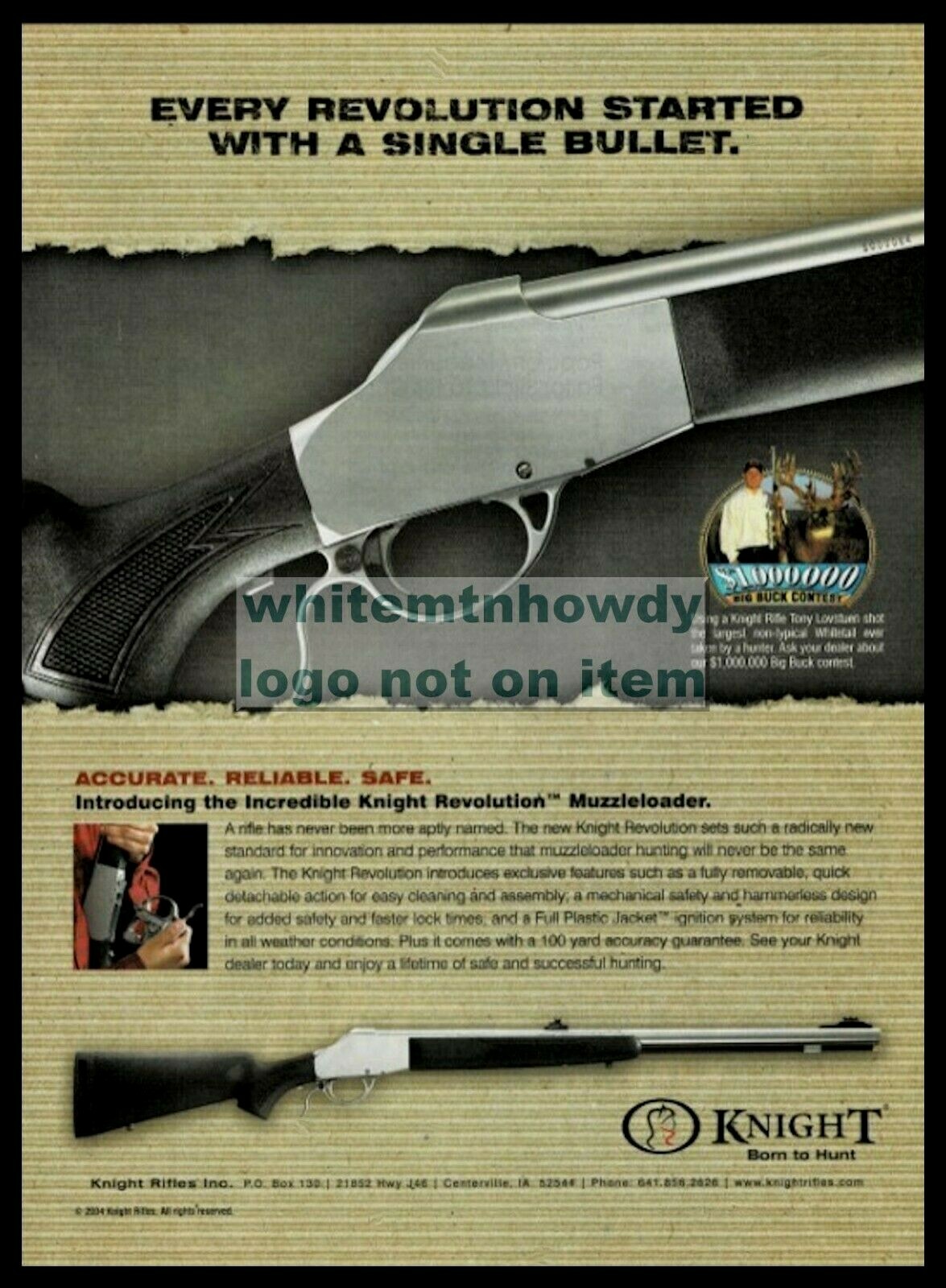 2004 KNIGHT Revolution Muzzleloader Blackpowder Rifle PRINT AD ...