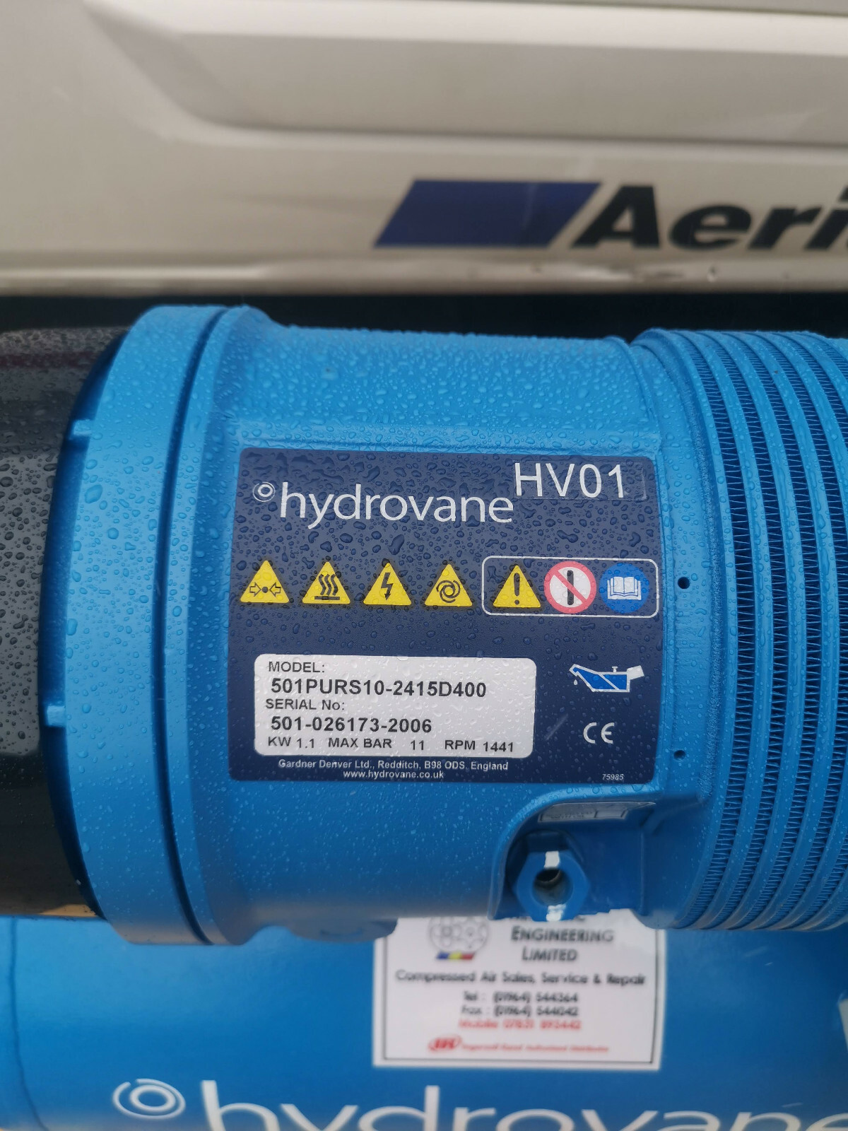 HYDROVANE HV01/501 1.1kW/1.5HP VANE COMPRESSOR SINGLE PHASE 75L (Price ...