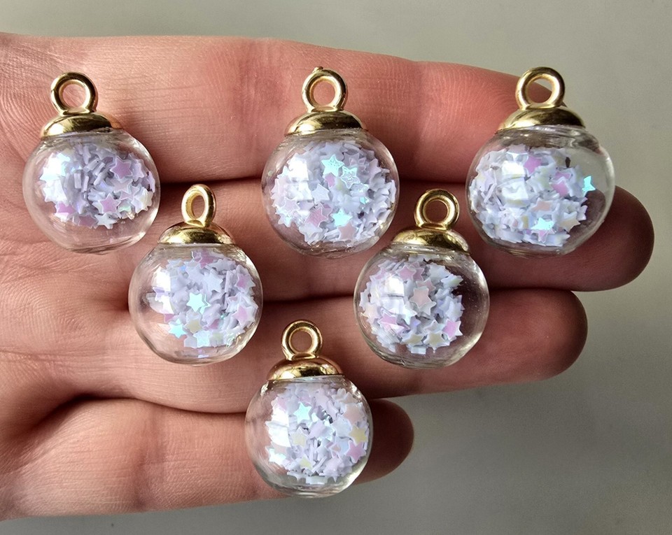 TINY STAR BAUBLES Craft Charm Bubble Pendant Christmas Decorations DIY ...