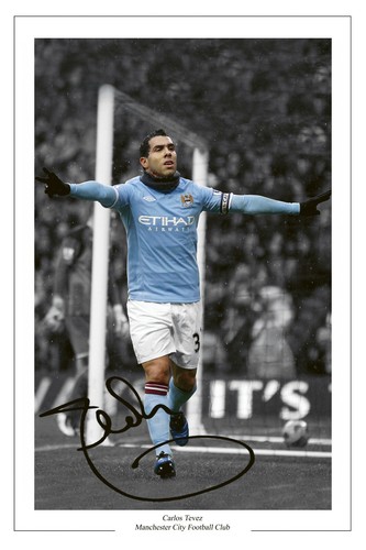 CARLOS TEVEZ Signed Autograph PHOTO Signature Fan Gift Print MANCHESTER ...