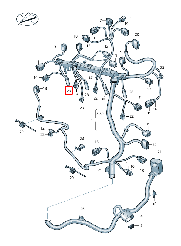 Audi Volkswagen Skoda Glow Plug Wiring Loom Connector 4G0971782 ...