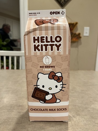Hello Kitty Chocolate Milk No Show Socks 7 Pair Size 4-10 Brown, White ...