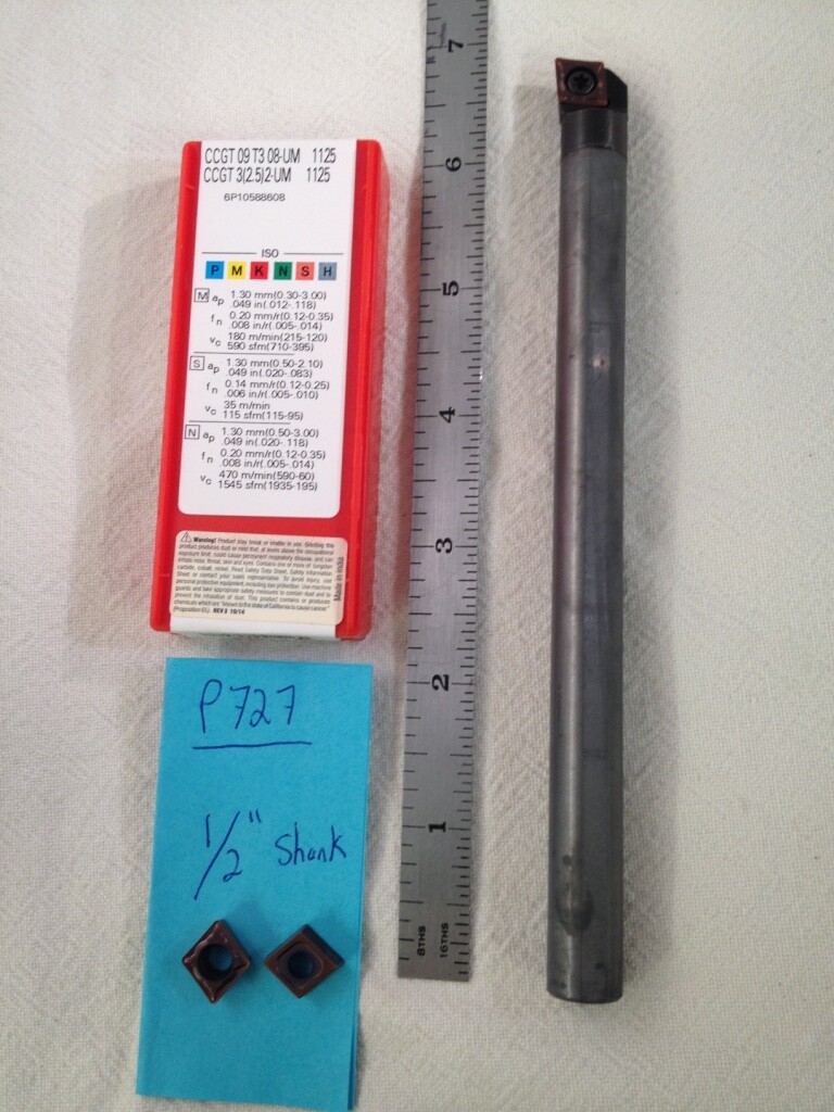 1/2" CARBIDE BORING BAR C08-SCLCR-3. W/ SANDVIK CCMT 32.52-PR INSERT ...