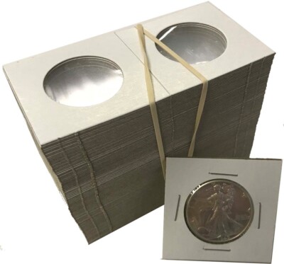Half Dollar 2x2 Coin Cardboard Mylar Flips Holder Bundle of 100 Cowen's ...