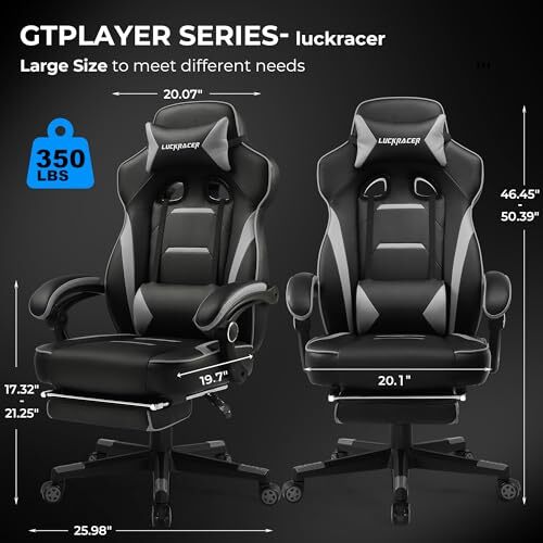 GTPLAYER Gaming Chair with Footrest, Big and Tall Game Chair 350lb ...