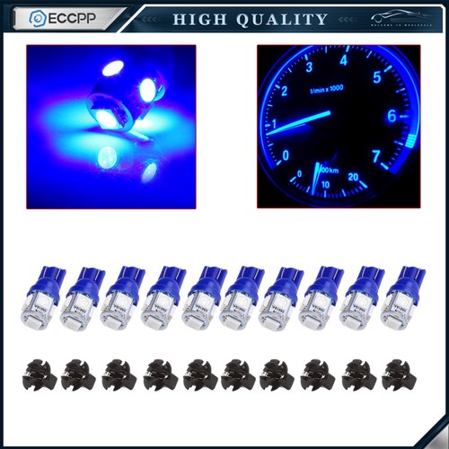 10x T10 1/2" Twist Lock Socket Blue Instrument Gauge Cluster Dash LED ...