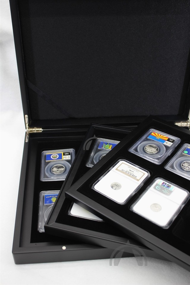 3 Tray BLACK Display Box to Hold 24 PCGS NGC Slabs & Other Certified ...
