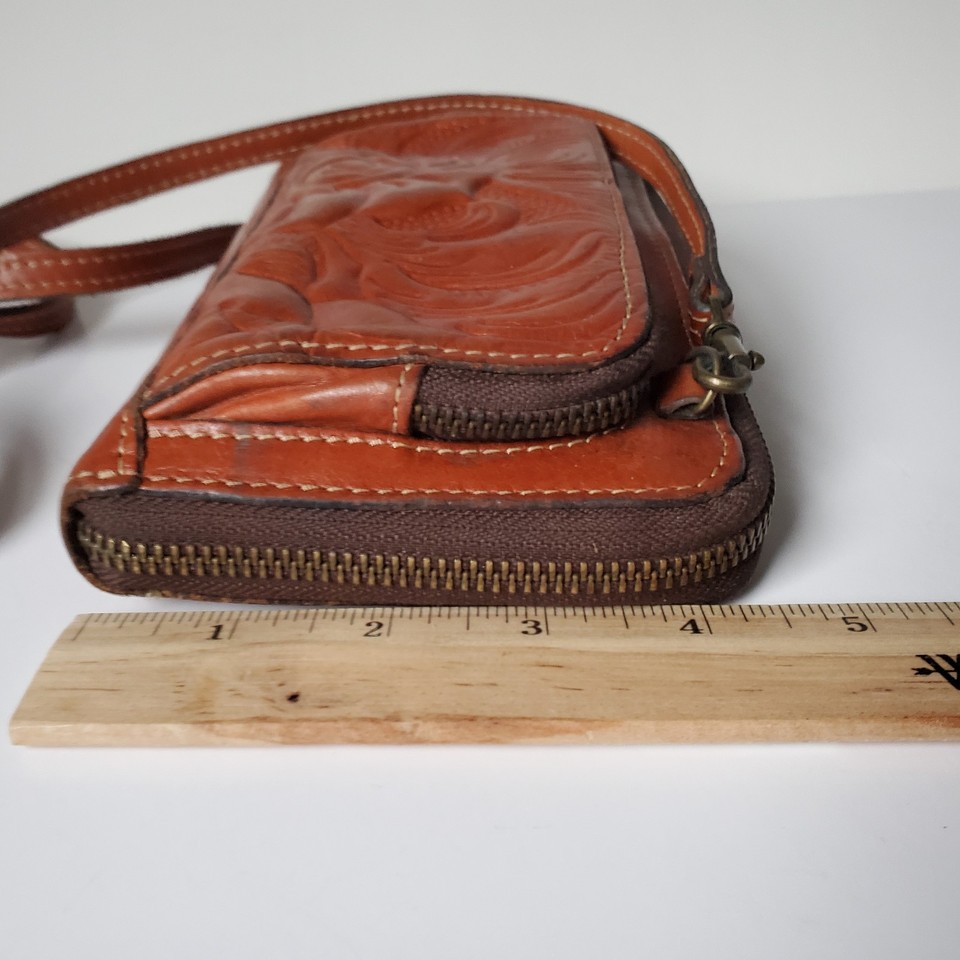 Patricia Nash Andria Tooled Italian Leather Crossbody Wallet Purse ...
