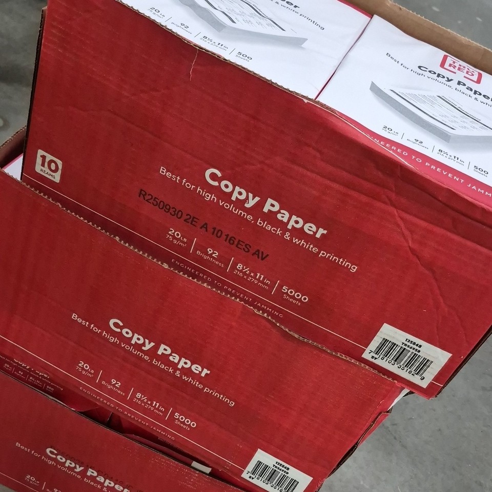 TRU RED Copy Paper 8.5x11in 20lb 92 Bright White 10 Reams 500 Sheets ...