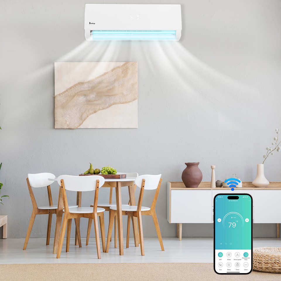 Zokop 18000 BTU Mini Split Air Conditioner with Heat Pump Remote ...