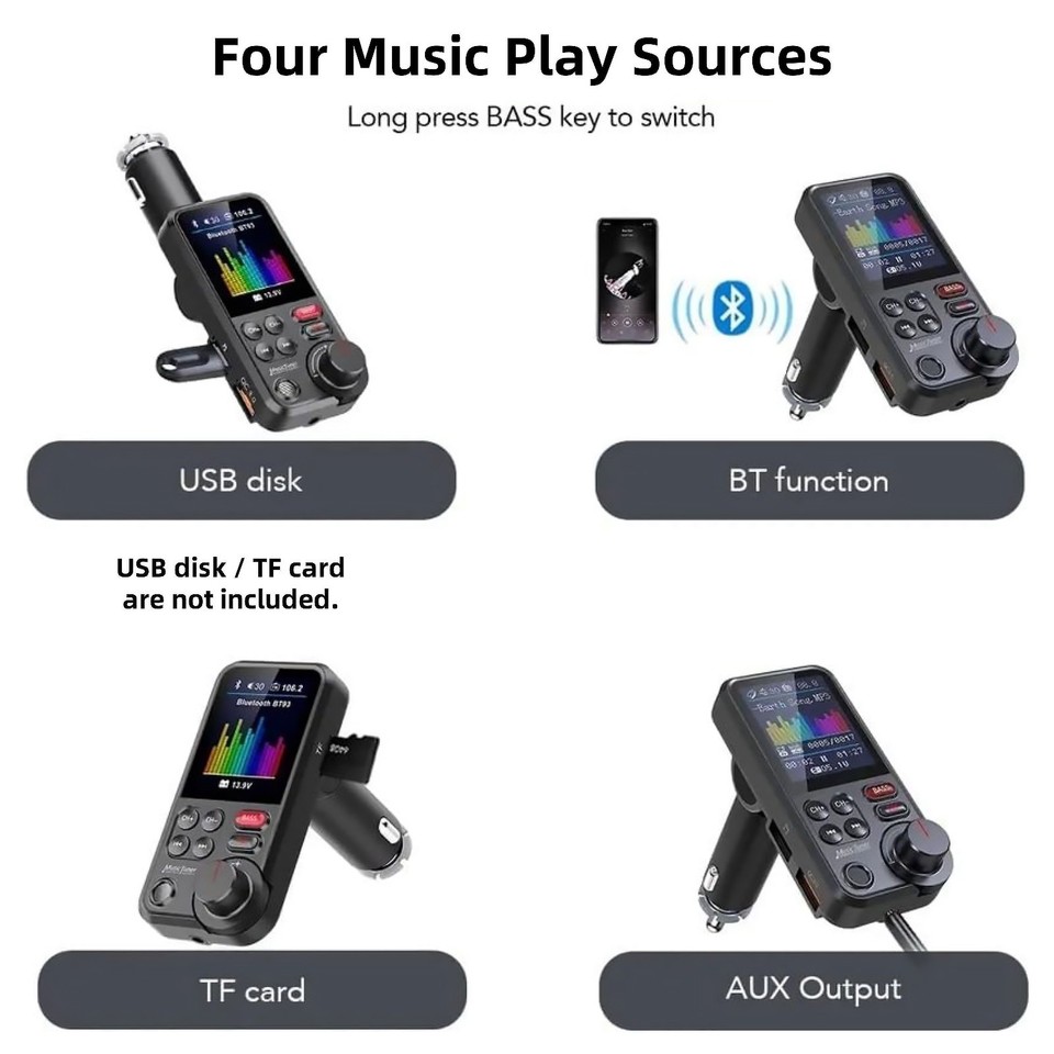 Bluetooth Car Kit MP3 Player FM Transmitter Wireless Radio Adapter 2 ...