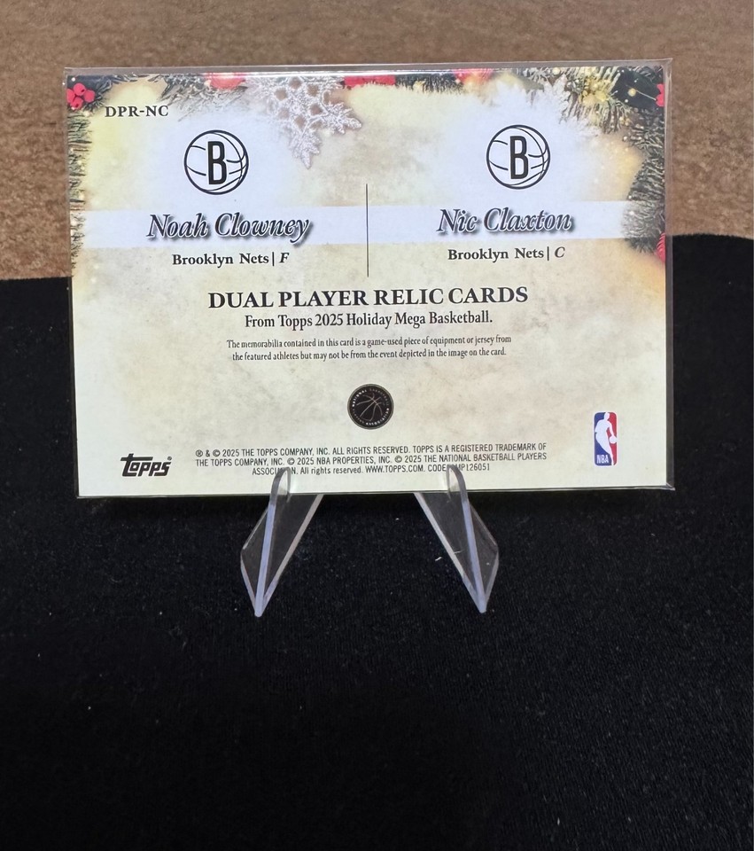 Topps Basketball Holiday Dual Player Relic Noah Clowney & Nic Claxton ...