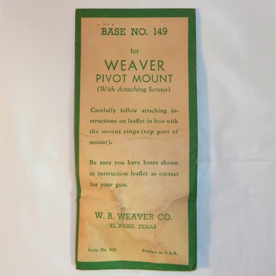 Vintage NOS Weaver Pivot Mount Base #149 Winchester Rear Mount FREE ...