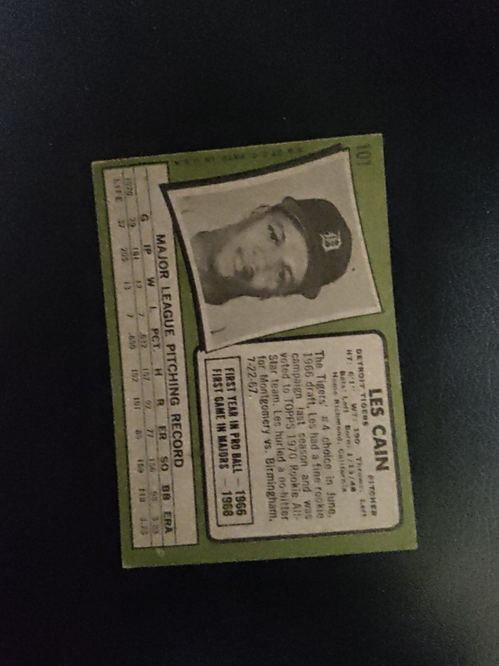 1971 Topps **** Baseball Card #101 Les Cain RC vg | eBay
