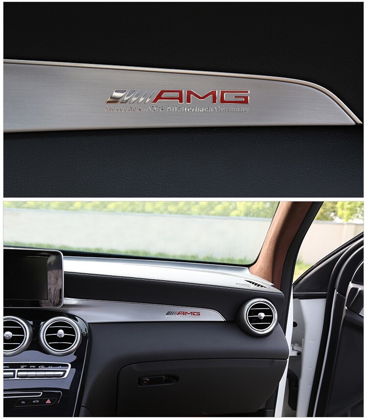 2PCS For Benz AMG Badge Car Interior Sticker Decal Car Emblem Red AMG ...