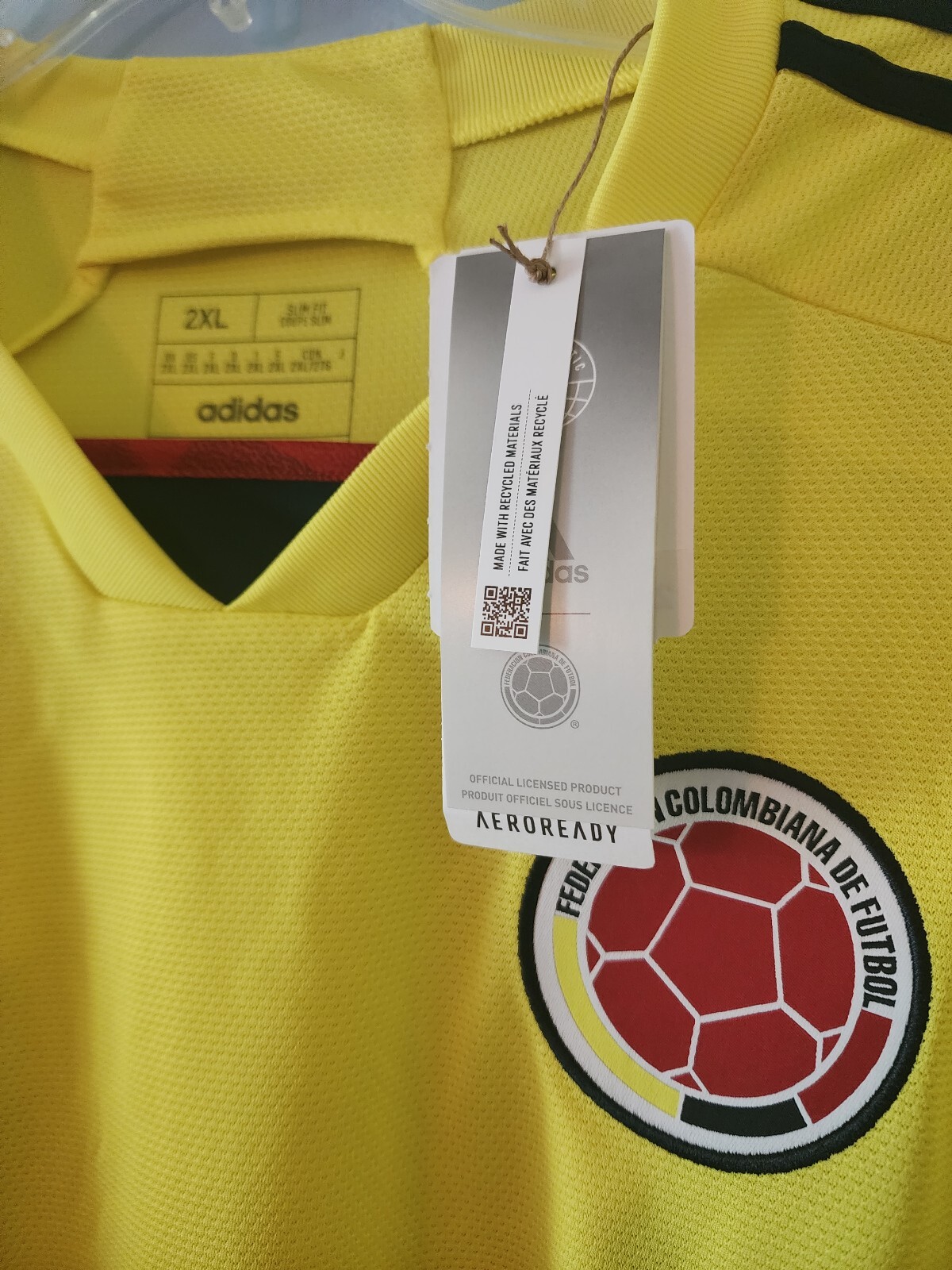 Adidas Colombia 2022 Authentic Home Jersey HB9170 Soccer Futbol Yellow ...