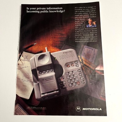 Vintage Motorola Cordless Phone Privacy Magazine Print Ads 1993 ...