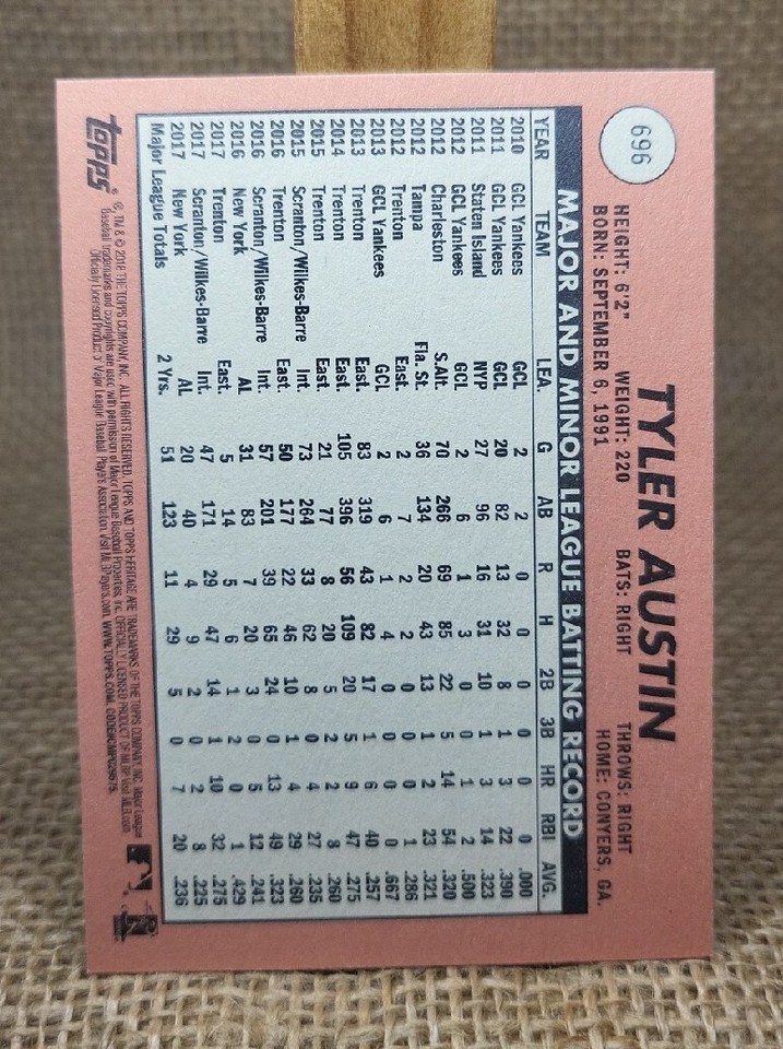 2018 Topps Heritage Tyler Austin Baseball Card #696 Yankees FREE S&H A6 ...