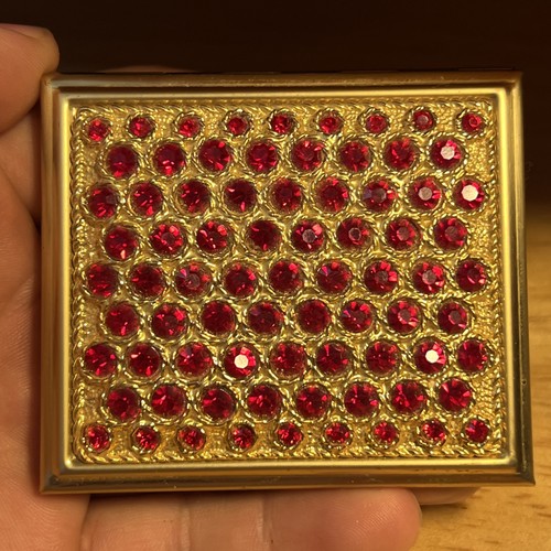 Vintage Mike And Ally Red Rhinestone Jeweled Compact Double Mirror ...