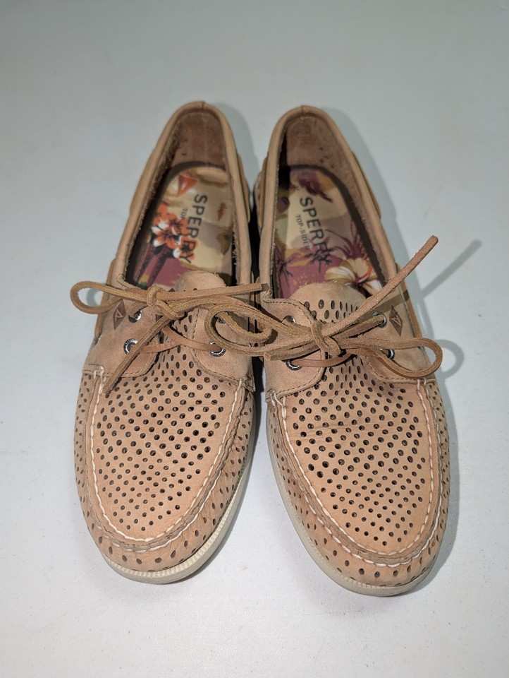 Sperry Leeward 2-Eye Tan Laser Perforated Boat Shoes Men's Size 10M | eBay