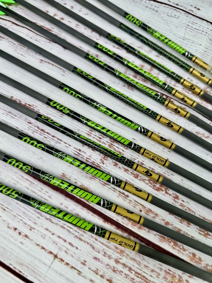 Dozen (12) Gold Tip HUNTER XT 500 carbon hunting arrow 2" vanes | eBay