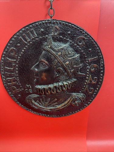 Rare Antique Spanish Medallion Wall Coin Plaques Spain King Mid Century ...