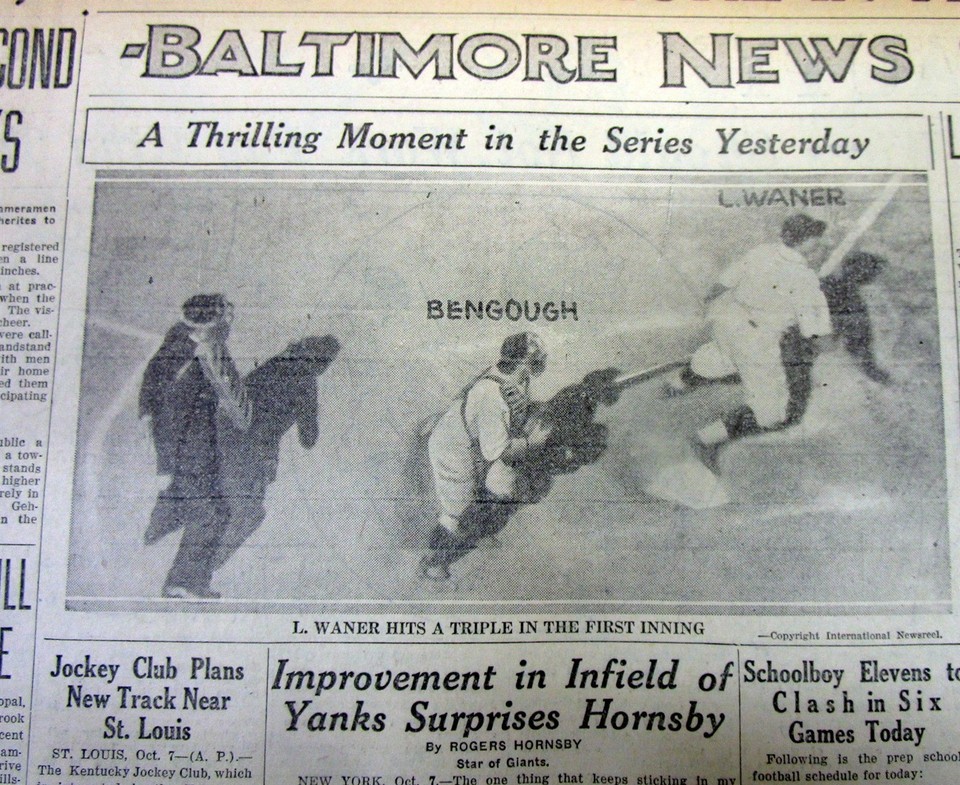 1927 display newspaper NEW YORK YANKEES WIN baseball WORLD SERIES vs ...