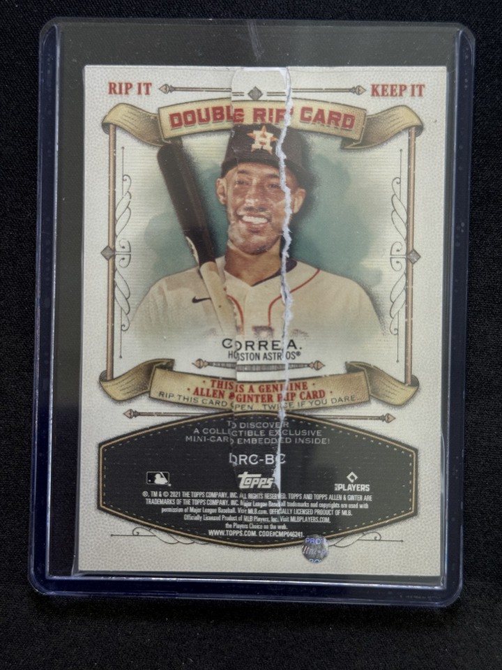2021 Topps Allen & Ginter Carlos Correa/Alex Bregman Dual Rip Cards ...