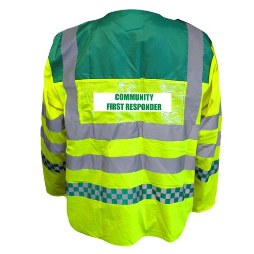 COMMUNITY FIRST RESPONDER Hi Vis Viz Light Jacket Reflective Safety ...