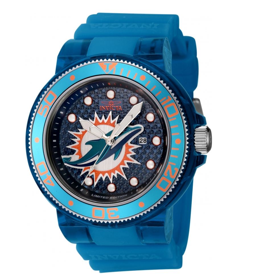 Invicta NFL Miami Dolphins Men's 52mm Pro Diver Limited Silicone Watch ...