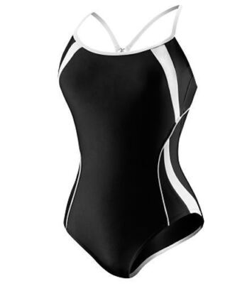 SPEEDO Black Spiral Splice Clip Back 1pc Swim Suit w/ Hydro Bra New ...