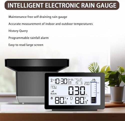 Wireless Rain Gauge Outdoor, Self-Emptying Digital Rain Gauges Outdoors ...