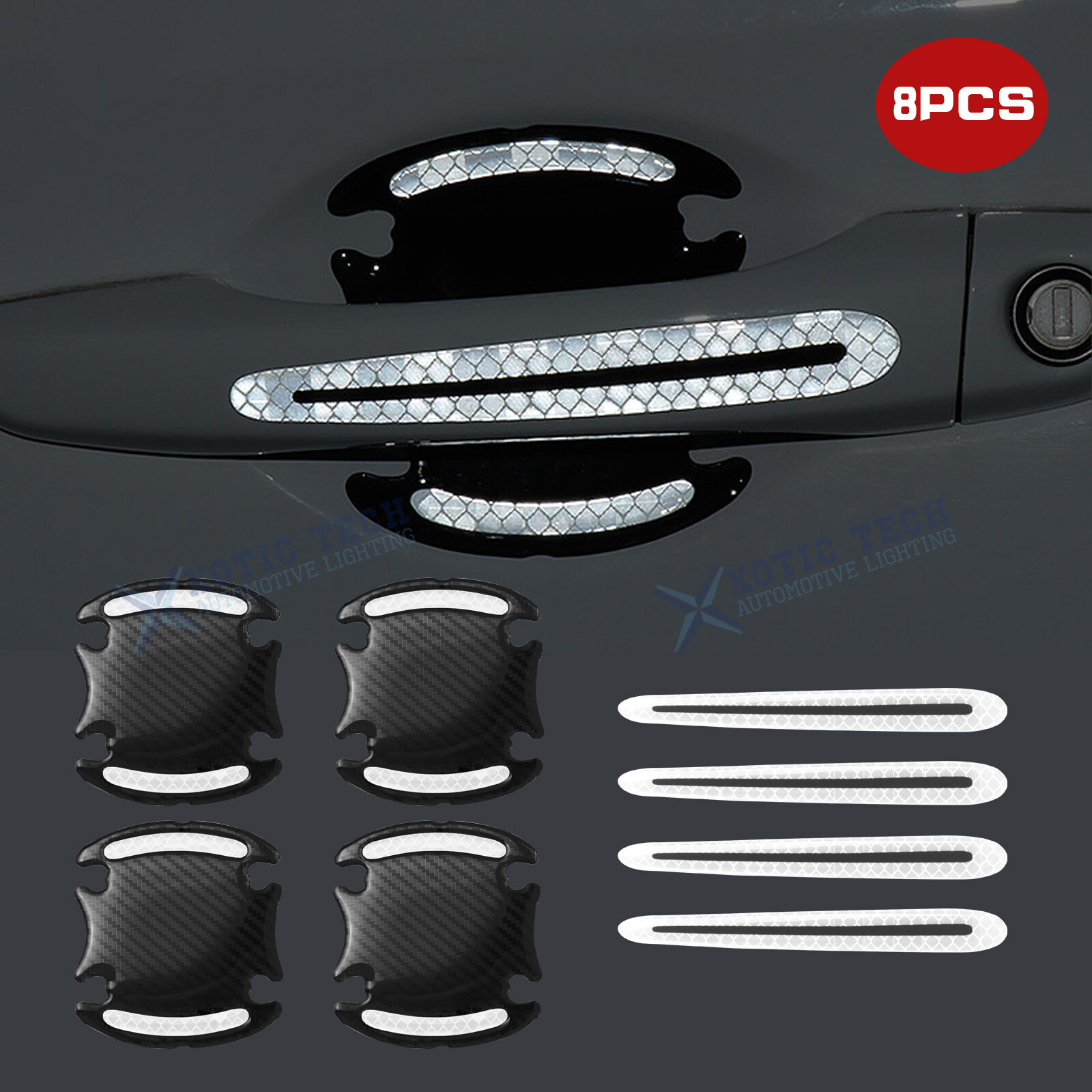 Night Reflective White Door Handle Wrap Film Protect Decals For Hyundai ...