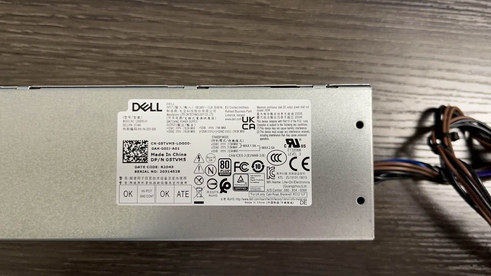 Genuine Dell Optiplex 7080 SFF 200W Power Supply H200EBS-01 K92TW for ...