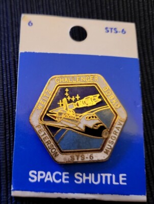 Vintage NASA Space Shuttle Pin STS-6 Challenger Weitz, Bobko, Peterson ...