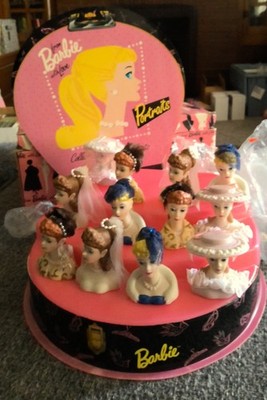 1994 Enesco vintage Barbie miniature head bust 12 DISPLAY UNITS boxed ...