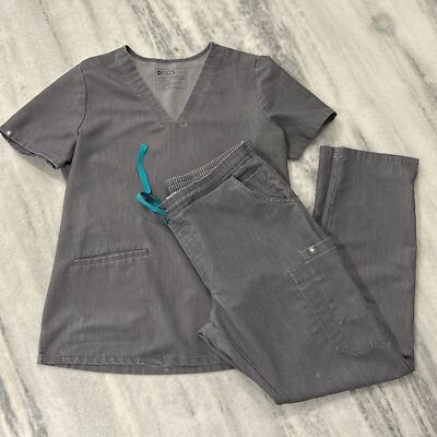 FIGS Scrub Set sz Medium Casma Top Yola Skinny Pants in Graphite Grey ...