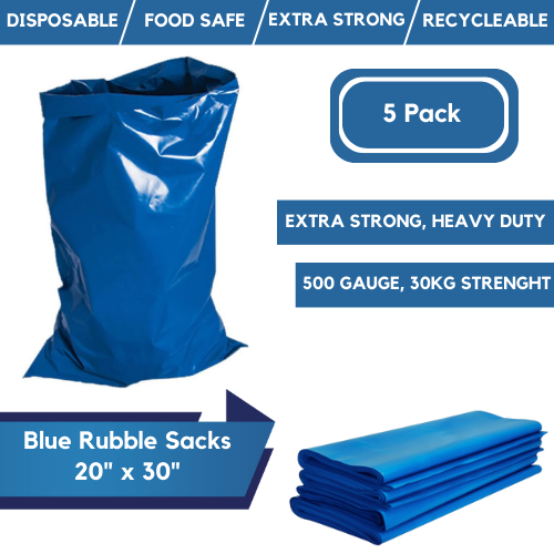 Rubble Sacks Blue Heavy Duty Rubbish Bags Builders Construction Waste ...