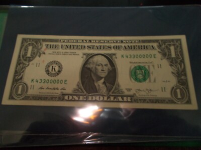 2013 1 dollar bill k43300000e rare note au slight stain | eBay