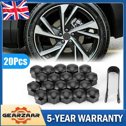 BLACK GLOSS 17mm ALLOY WHEEL NUT BOLT COVERS CAPS UNIVERSAL SET FOR All ...