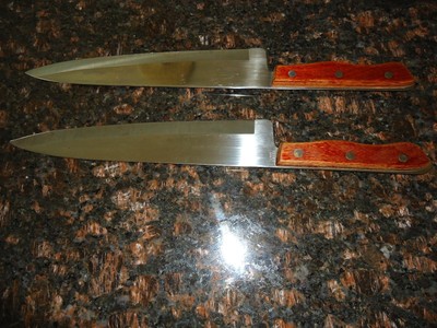 Lot of (2) Precision Hollow Ground Knife 9" Blade Stainless Steel Wood ...