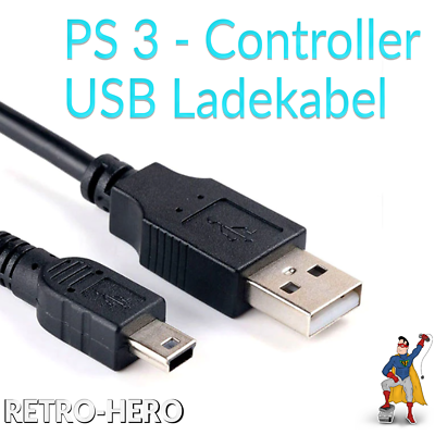 Charging Cable for Playstation 3 USB Charger Cable Charging Gamepad PS3 ...