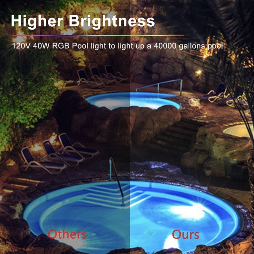 Pool Lights 120V 40W RGB Color Changing LED Pool Light for Inground ...