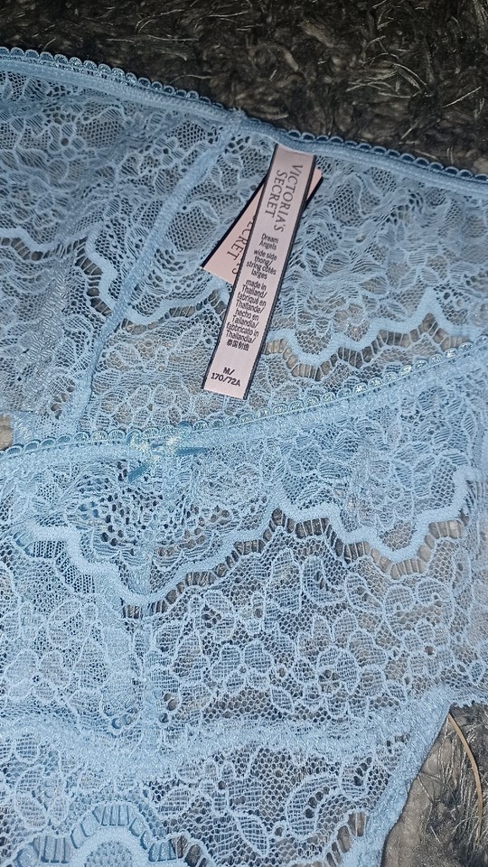 VS DREAM ANGELS lace thong hipster Panty BRAND NEW SIZe medium Lt Blue ...
