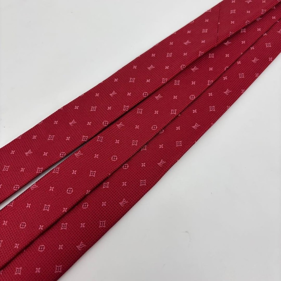 Louis Vuitton Necktie Tie 100% Silk Red LV & Other Pattern 3.2 inches ...
