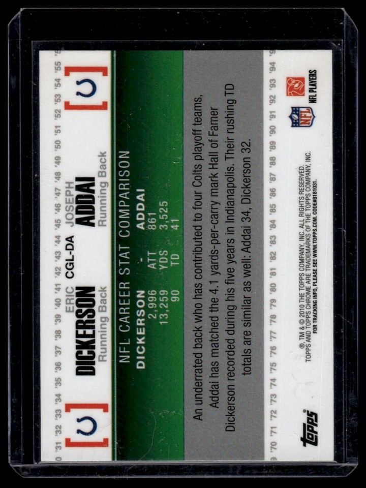 2010 Topps Chrome #CGL-DA Eric Dickerson / Joseph Addai Gridiron ...