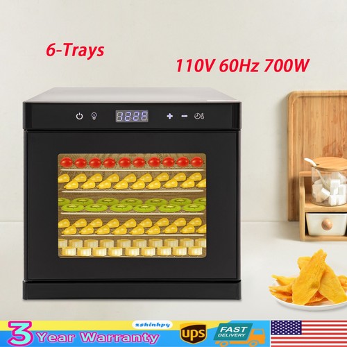 6 Trays Food Dehydrator Machine Stainless Steel 700W Jerky Fruit Drying ...