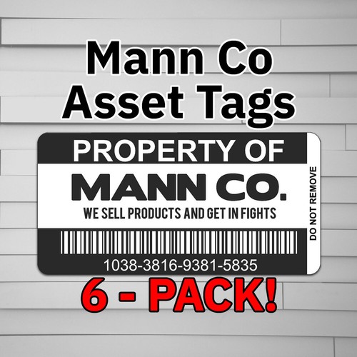 TF2 Mann Co. Asset Tags (Vinyl Decal Sticker, Car laptop window tumbler ...