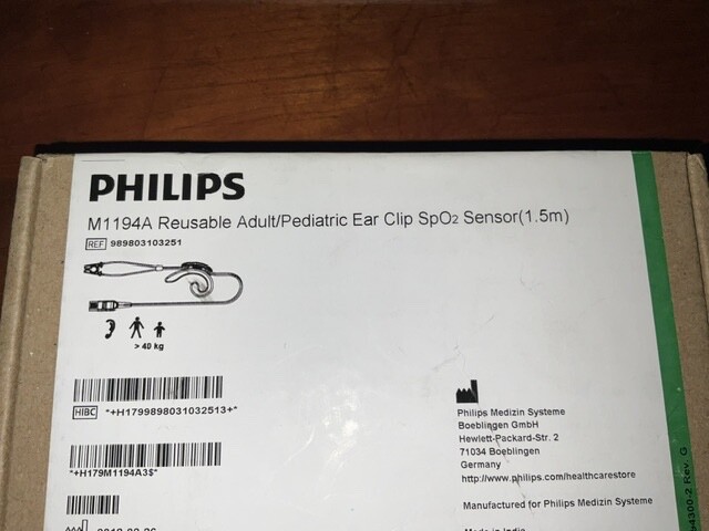For PHILIPS M1194A Reusable Blood Oxygen Ear Clip SpO2 Sensor REF ...