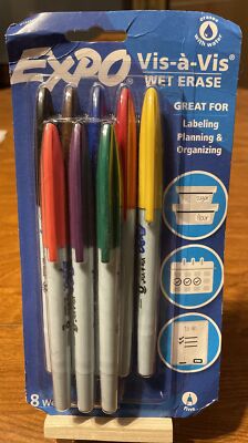 Vis-a-Vis Wet Erase Markers, Fine Point, Assorted Colors, 8 Count | eBay